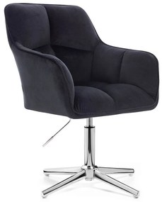 LuxuryForm DESIGN Otočné křeslo AMALFI VELUR na stříbrném kříži - černé
