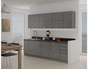 Nábytek Elegance Kuchyňská linka GRÉTA 120/180cm = Dolní skříňky: 80cm dřezová, 40cm zásuvková, Horní skříňky: 80cm plná, 40cm, 60cm digestořová.
