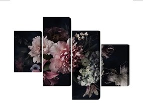 Vícedílný obraz Květiny Ve Stylu Vintage Na Tmavém Pozadí Nedostatek Nedostatek Přírodní plátno 240x150