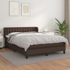 vidaXL Box spring postel s matrací hnědá 140x190 cm umělá kůže