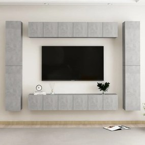 vidaXL 10dílný set TV skříněk dřevotříska [3120249] Barva: Betonová šedá