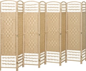 HOMCOM vnitřní paravent z dřeva, dělicí stěna skládací, 8 panelů, 320 x 170 cm, přírodní dřevo