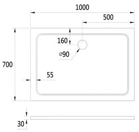 Olsen Spa Obdelníková mramorová sprchová vanička VENETS Rozměr A - 100 cm, Rozměr B - 70 cm VANKOBD7010