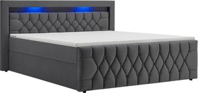 Juskys Postel boxspring Leona se sametovým potahem Barva: béžová, Velikost: 140 cm