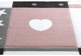 koberec PETIT MALÝ, SRDCE, HVĚZDY, růžový velikost 120x170 cm | krásné koberce cz