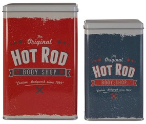 Sada 2 cínových úložných boxů Premier Housewares Barber Hot Rod