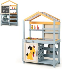 Costway 2-IN-1 bahenní kuchyňka dětská venkovní dětská kuchyňka dřevěná s taškou