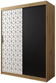 Šatní skříň Plaster | 150 cm | artisan/bílá/černá