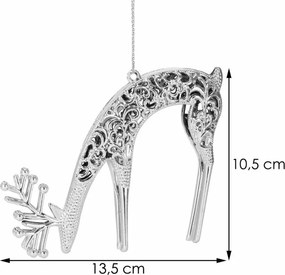 Vánoční ozdoby - Jelen se zdobením, stříbrná, sada 2ks
