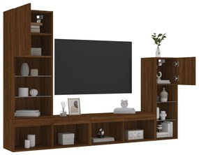 vidaXL 4dílná obývací stěna s LED hnědý dub kompozitní dřevo