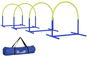 PawHut 4-dílná sada pro psy, 88 x 64 x 95 cm, s přenosnou taškou, přenosná, ideální pro mladé i starší psy, PE a ABS, žlutá