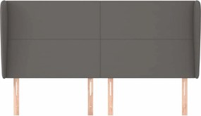 Čelo postele typu ušák tmavě šedá 183x23x118/128 cm umělá kůže 3117782