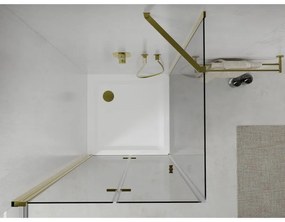 Mexen Lima sprchový kout 70x70cm, 6mm sklo, zlatý profil - čiré sklo + Slim sprchová vanička - 856-070-070-50-00-4010