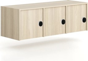 Nástavba pro skříně FRAME, 3x dveře, 1299 x 450 x 427 mm, kódový zámek, dub přírodní