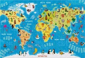 INTERDRUK Puzzle se samolepkami Mapa světa / 250 dílků / rozměr 48 × 3