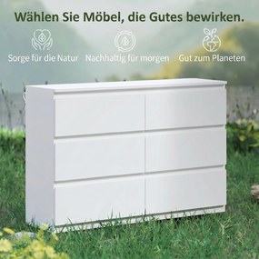 HOMCOM komoda s 3 zásuvkami, moderní bezúchytový design pro obývací pokoj, ložnici a předsíň – bílá (112 × 34 × 75 cm)