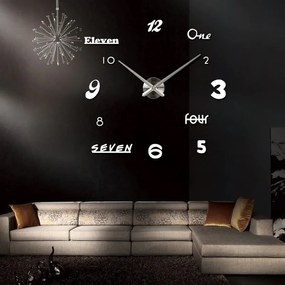Nástěnné 3D hodiny - motiv čísla slovem Barva: Bílá
