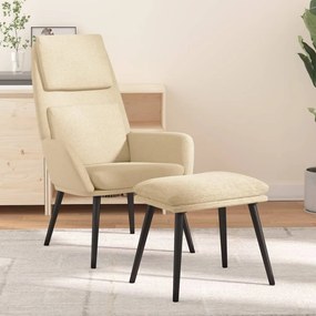 Relaxační křeslo se stoličkou krémové textil 3097770