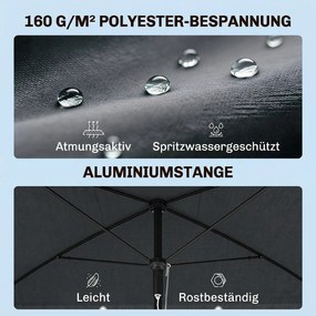 Outsunny slunečník plážový slunečník zahradní slunečník slunečník balkonový slunečník ochrana proti slunci skládací šedý | Aosom