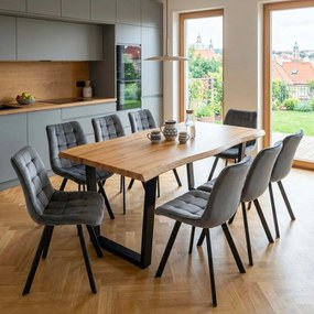 Vikio Jídelní set pro 8 osob 180x90 cm dub noha U šedá židle VJS158-8S-S