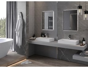 Mexen Erma, LED koupelnové zrcadlo s podsvícením a černým rámem 50x70 cm, 6000K, ochrana proti zamlžování, 9814-050-070-611-70