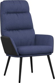 Relaxační křeslo se stoličkou modré textil a umělá kůže 3097510