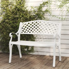 Zahradní lavice 102 cm litý hliník bílá 317746