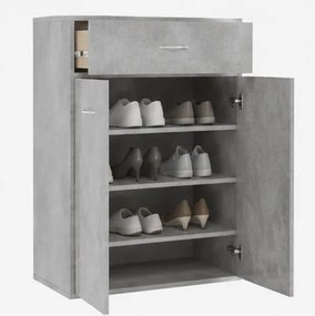 skříňka na boty, botník, 1 zásuvka, 2 dvířka, dřevo, 85x61x36 cm, beton šedá, Dekorino BB20260063