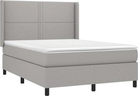Box spring postel s matrací a LED světle šedá 140x190 cm textil 3138229