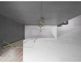 Mexen Velar, 2-křídlová posuvná vanová zástěna 70 x 150 cm, 8mm čiré sklo, zlatý matný profil, 896-070-000-01-55