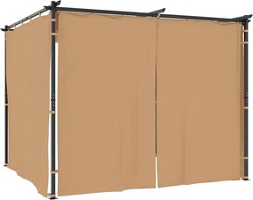 Altán se závěsy 3 x 3 m taupe ocel 313897