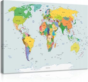 Obraz Mapa Světa Do Dětského Pokoje Na Plátně Stěna Moderní 100x70