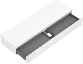 Mexen Rivel skříňka pod umyvadlo 160 cm s deskou, 1 šuplík, drážkovaná, bílá matná - 91A20-16023-1-BFC01