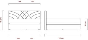 Čalouněná postel s matracemi a úložným prostorem GINA 140x200 cm béžová