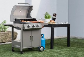 Plynový gril OKLAHOMA BBQ, 3 hořáky, s redukčním ventilem, stříbrná Penta CZ