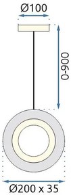 Toolight Toolight, křišťálová závěsná svítilna 20cm, 7W, 4000K, 500lm, G119-1CP, zlatá lesklá, OSW-09710