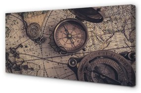 Obrazy na plátně kompas mapa 125x50 cm