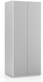 PLAN Kancelářská policová skříň s dveřmi LAYERS, 800 x 600 x 1905 mm, bílá / šedá