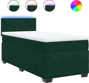 Box spring postel s matrací tmavě zelená 100x200 cm samet 3288537