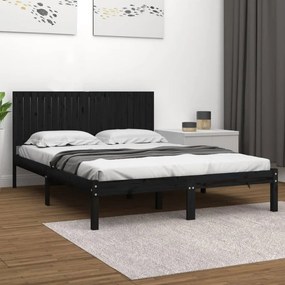 Rám postele černý masivní borovice 200 x 200 cm 3104437