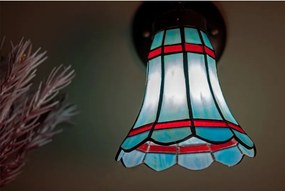 Modrá nástěnná Tiffany lampa červené pruhy RedLine - 17*12*23 cm E14/max 1*40W