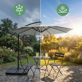 Zahradní slunečník ASTER s boční nohou 300 cm světle šedý