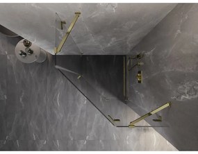 Mexen Lunar, pětiúhelníkový sprchový kout naklápěcí vpravo 80 x 80 cm, 8mm čiré sklo, zlatý profil, 831-080P-080L-50-00-P