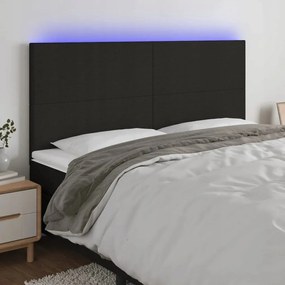 Čelo Postele S Led Světle Šedé Textil Černá 160 x 5 x 118/128 cm