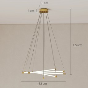 Stropní svítidlo LED, 50 W, 5 nastavitelných světelných trubic, přizpůsobitelné, stropní svítidlo do obývacího pokoje, jídelny, kuchyně, zlatá+bílá