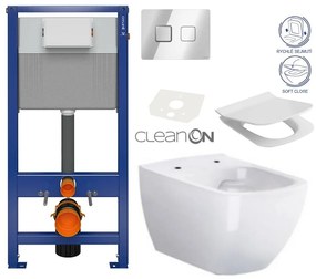 CERSANIT - SET ZÁVĚSNÁ WC MÍSA METROPOLITAN CLEANON + PNEU NÁDRŽKA + OVLADAČ + WC SEDÁTKO K701-267