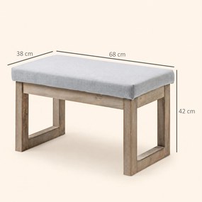 HOMCOM Taburet na nohy Čalouněný taburet s dřevěnými nohami 68x38x42 cm šedý Taburet do obývacího pokoje Ložnice Předsíňová lavice | Aosom.de