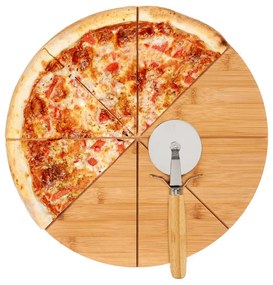 Bambusové prkénko na pizzu, ? 35 cm + nůž
