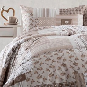 Letní sada peřiny a polštáře PATCHWORK, béžová