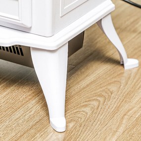HOMCOM Elektrická krbová kamna s 1000/2000 W, dekorativní elektrický krb s LED efekt plamene, bílá